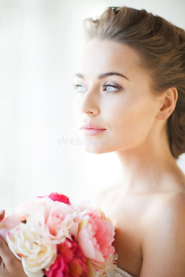 Bride with bouquet stock image. Image of sensual, pretty - 24519303