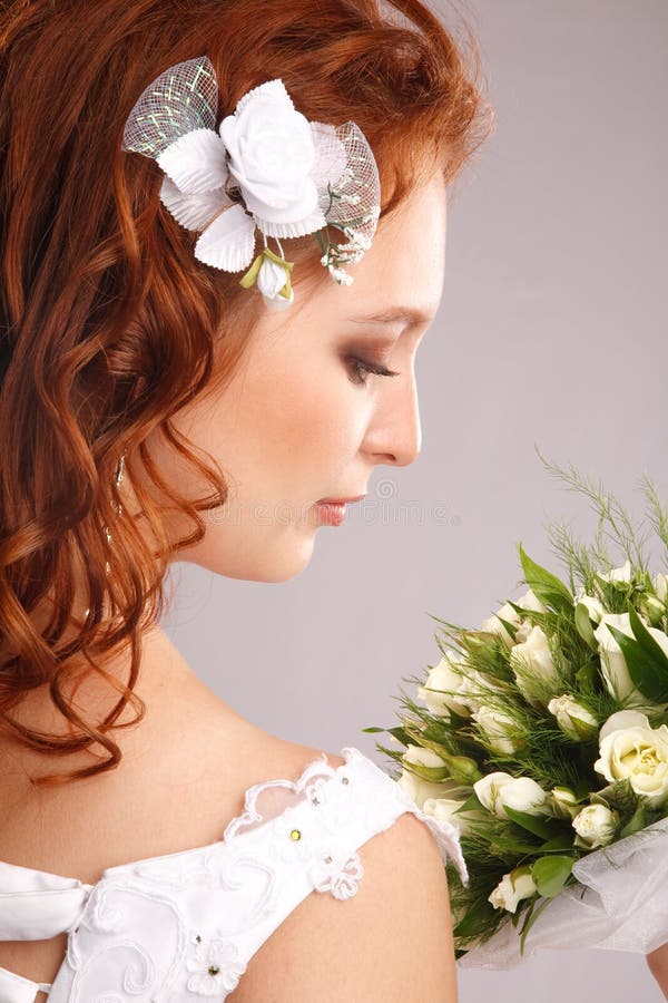 Bride with bouquet stock image. Image of indoors, caucasian - 32383645