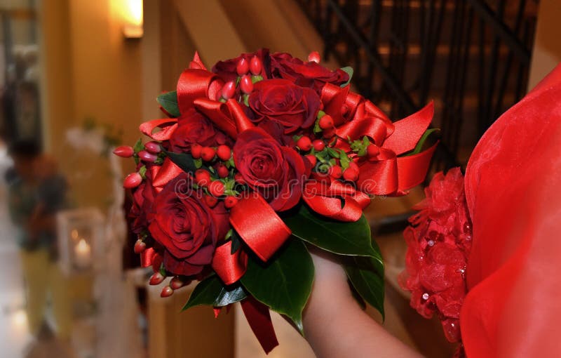 Bride bouquet of red rose stock image. Image of rose - 59418455