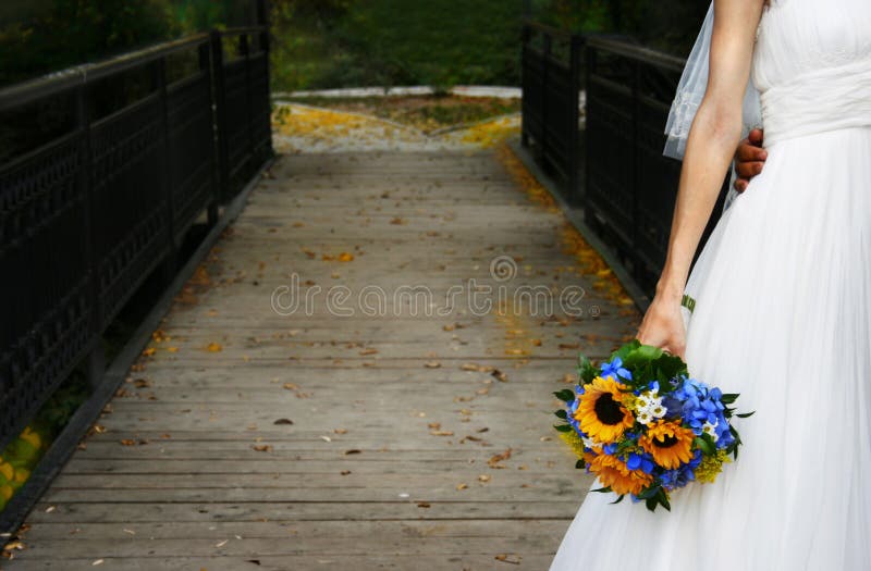 A bride on a bridge stock image. Image of outdoor, dream - 7193729