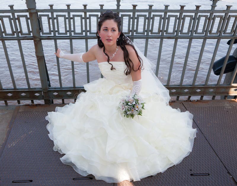 Bride on the bridge stock photo. Image of female, celebrations - 39529768