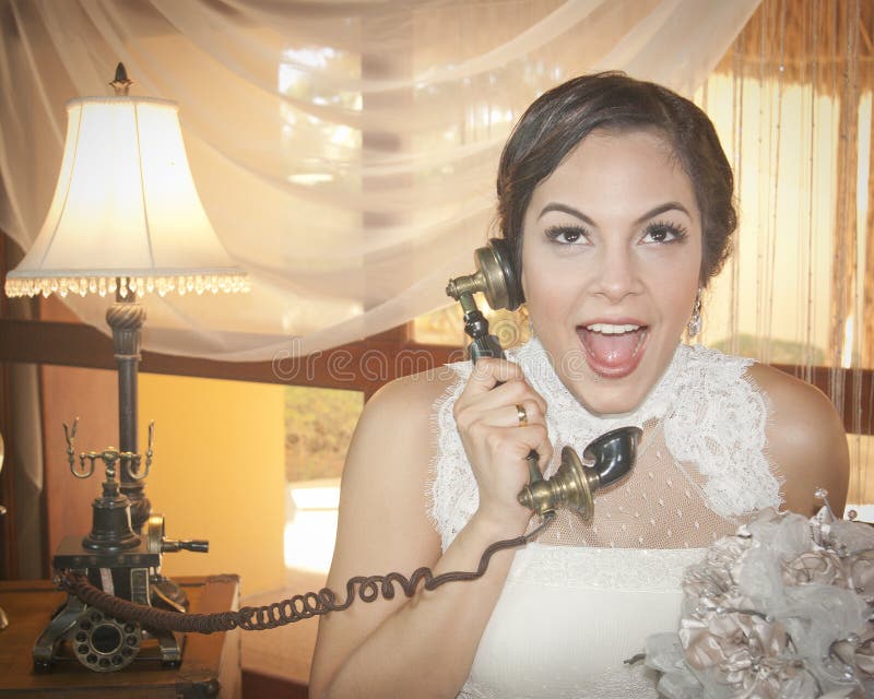 The bride with telephone stock image. Image of bride - 21140839