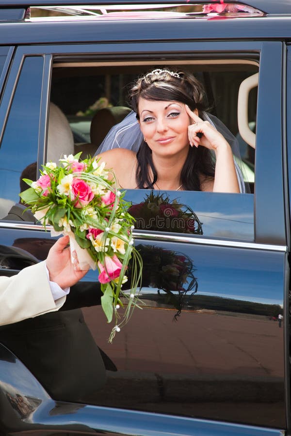 Bride in a car stock image. Image of bride, caucasian - 13122971
