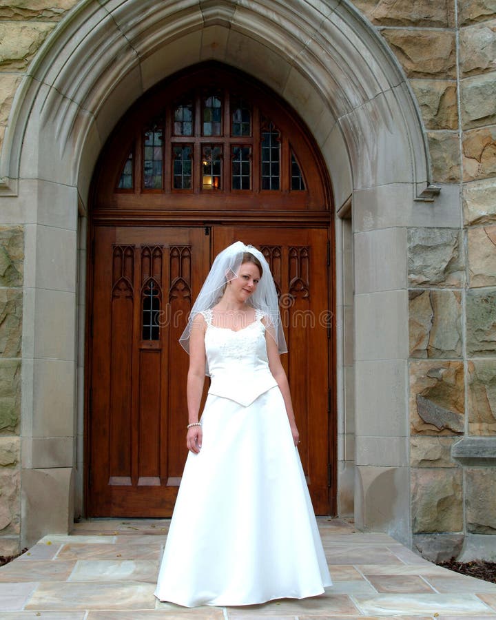 Pretty Bride on Lawn of Church Stock Photo - Image of rock, female: 5801208