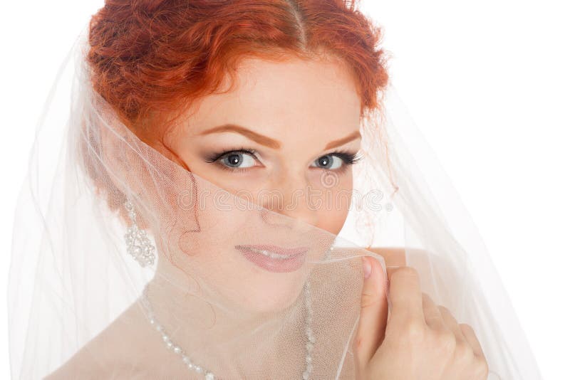 Bride Covered Her Face with a Veil Stock Photo - Image of charming ...