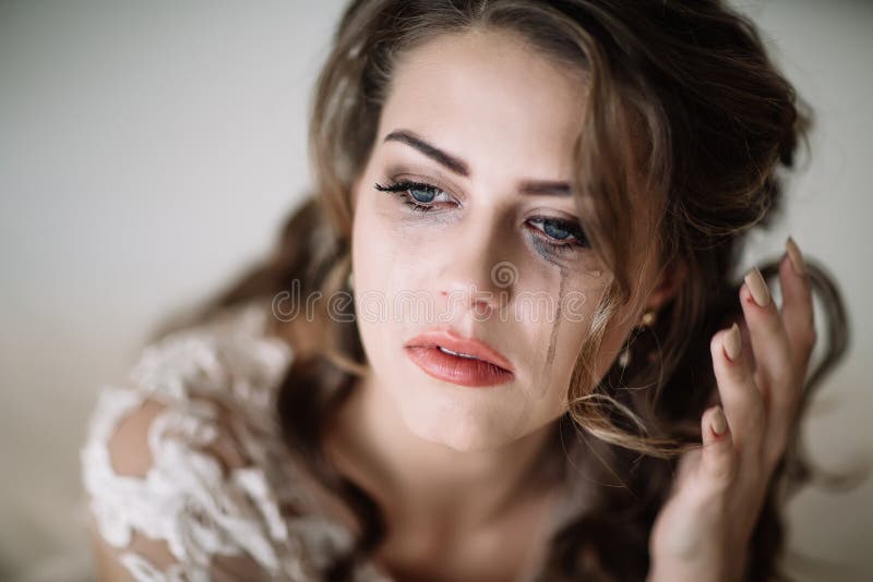 Bride crying stock photo. Image of expression, nervous - 83537148