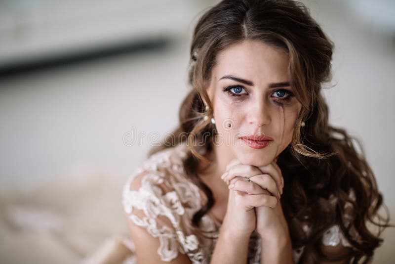 Bride crying stock photo. Image of fashion, marriage - 83538464
