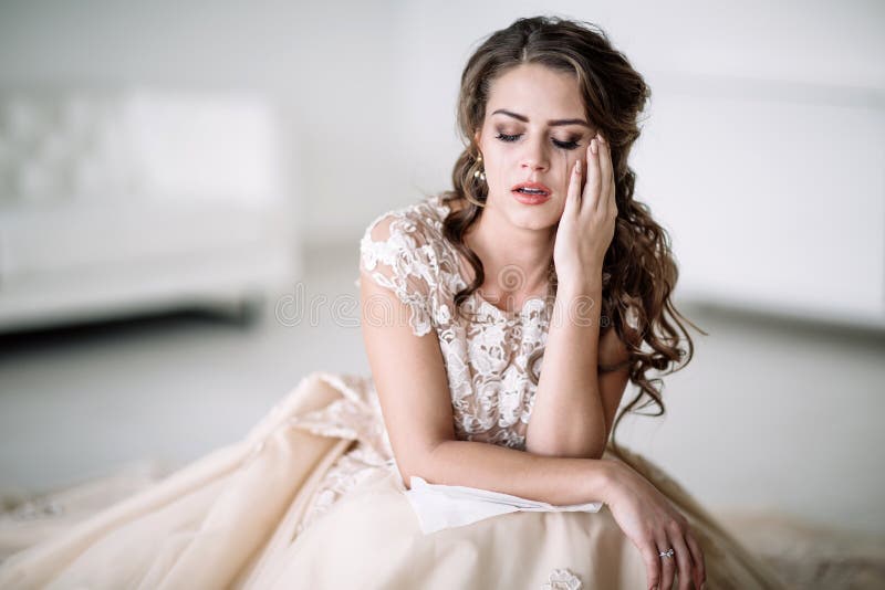 Sad bride crying stock image. Image of woman, white, face - 15224615