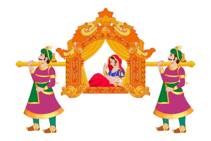 Indian Wedding Doli Vector Two-men and Bride Clip Art Illustration ...