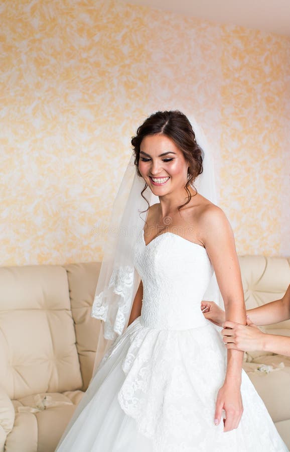 Bride Dress Preparation for the Wedding Stock Image - Image of clothing ...