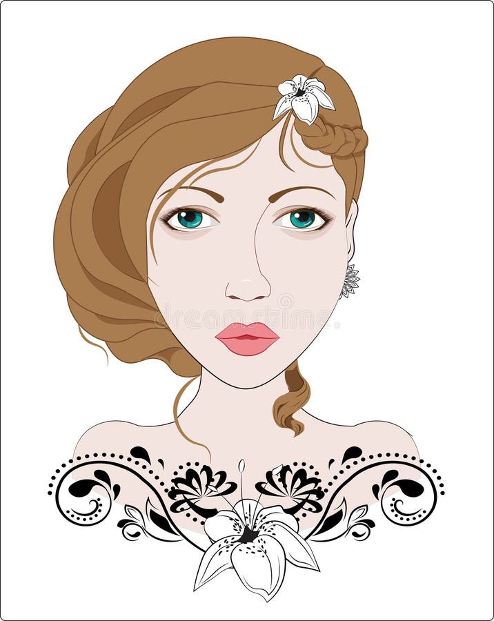 Vector bride face stock vector. Illustration of lady - 146315289