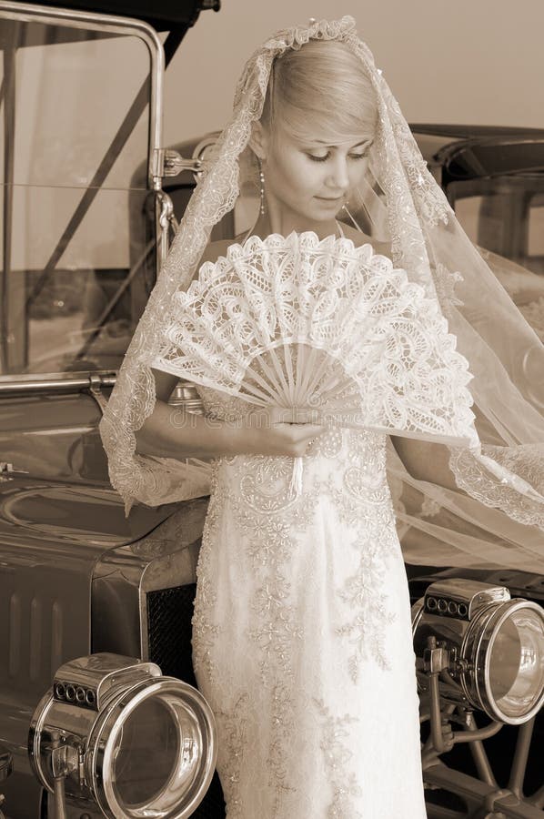 Bride with fan stock photo. Image of adult, lifestyle - 12002202