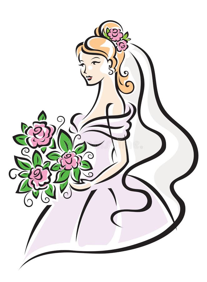 Happy Smiling Bride Clip Art Stock Illustration - Illustration of ...