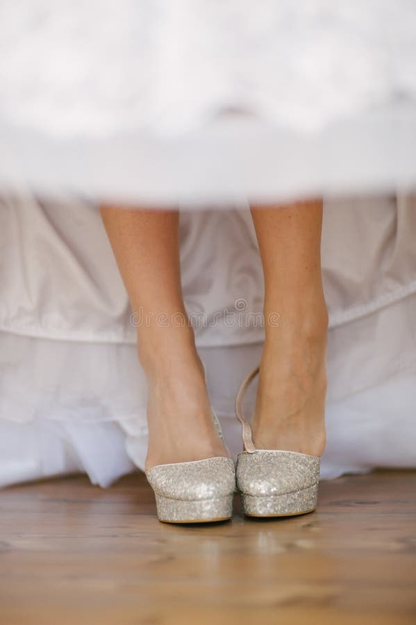 Bride Getting Dressed on Her Wedding Day Stock Photo - Image of lady ...