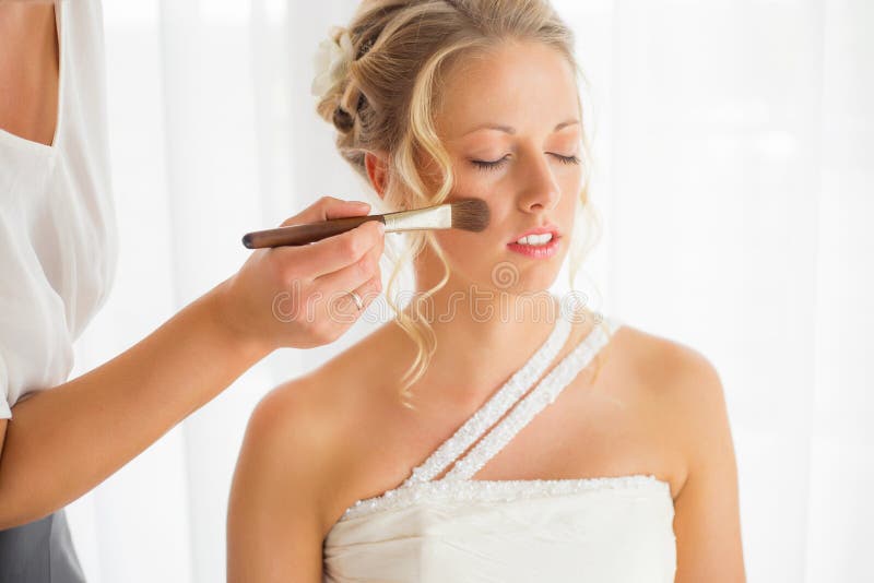 Bride Getting Her Makeup Fixed Stock Image - Image of dream, girl: 61398359