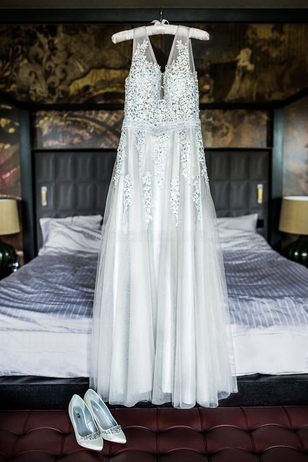 Beautiful Wedding Day Dress - Getting Ready Stock Photo - Image of ...