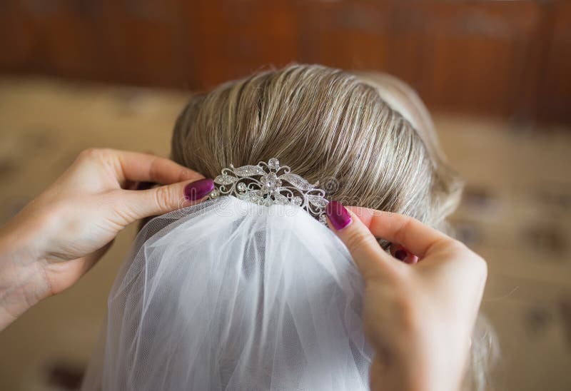 Bride Getting Ready for Wedding in Hair Stock Image - Image of action ...