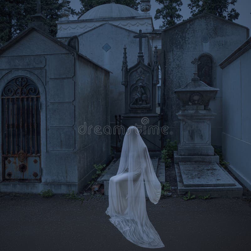 Bride Ghost from an Old Cemetery Stock Illustration - Illustration of ...