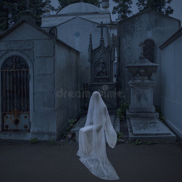 Bride Ghost from an Old Cemetery Stock Illustration - Illustration of ...