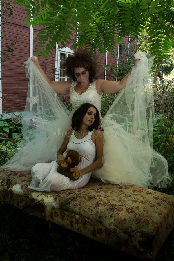 Bride and girl stock image. Image of scared, dead, spooky - 46931931