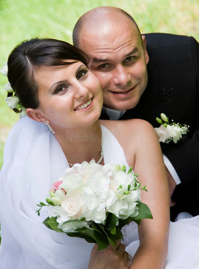 Bride and Groom Formal Portrait in Frame Stock Photo - Image of wedding ...
