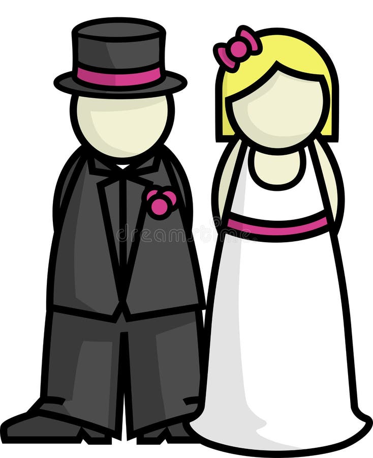 Wedding Couple Stickman Bride and Groom Stock Vector - Illustration of ...