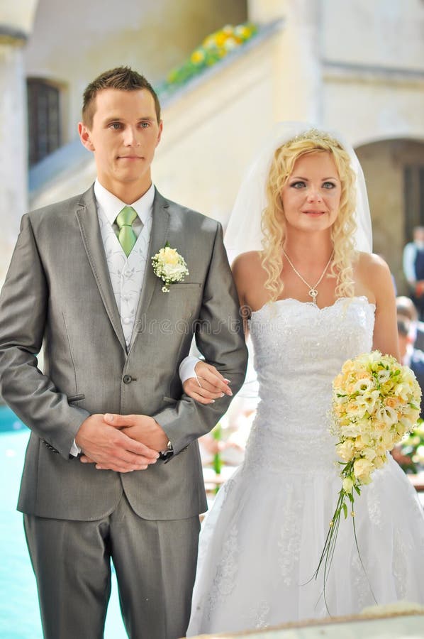 Bride and Groom stock photo. Image of groom, male, bouquet - 26501680