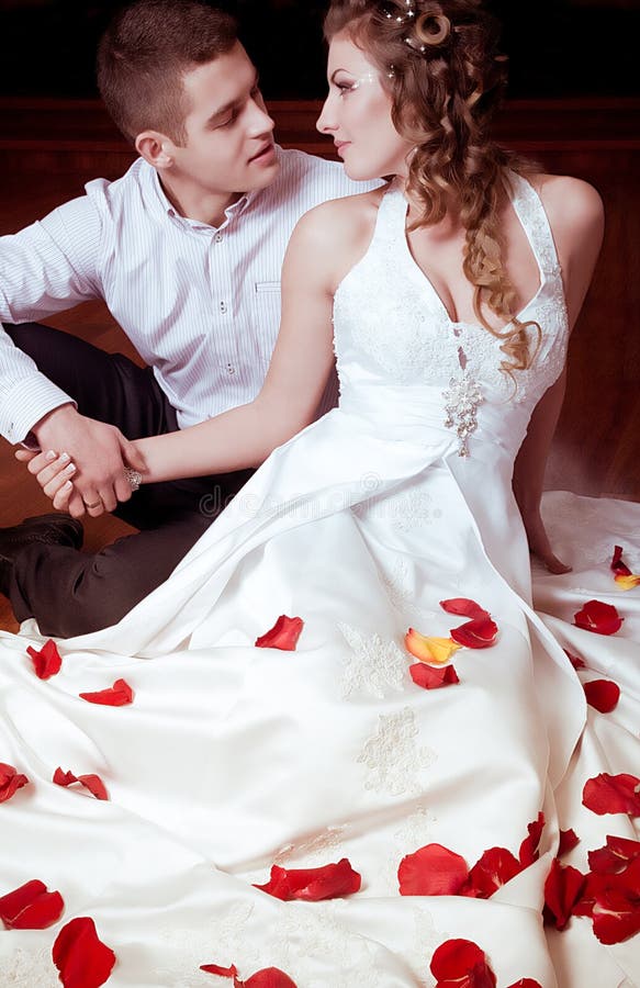 Wedding Couple, Groom and Bride Dancing, White Stock Photo - Image of ...
