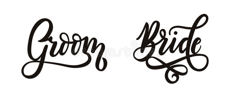 Bride and Groom Cake Lettering Inscriptions. Wedding Calligraphy Stock ...
