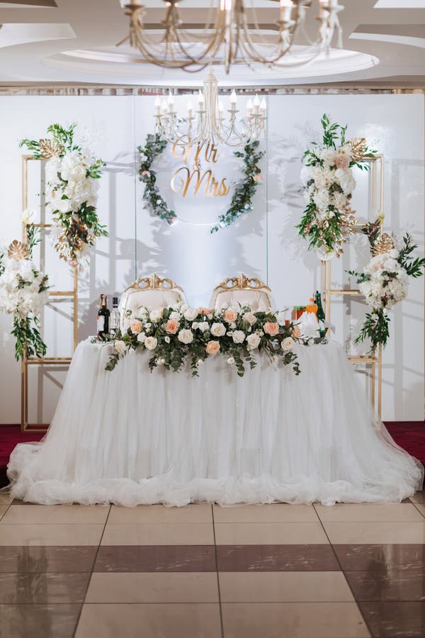 Bride and Groom Chair at Wedding Reception. Everything is almost ...