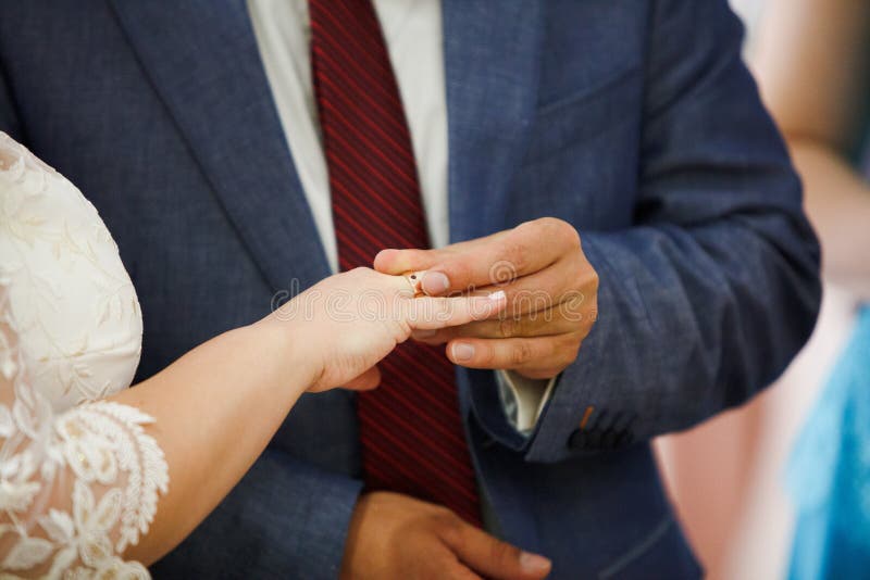 Bride and Groom are Changing Rings Stock Image - Image of close ...