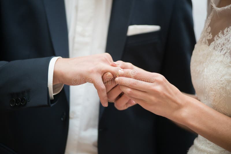 Bride and Groom are Changing Rings on Wedding Stock Image - Image of ...