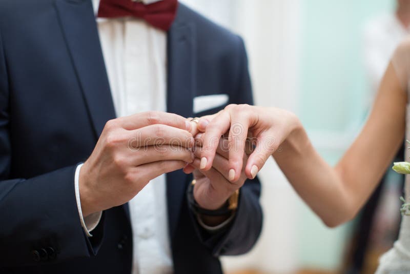 Bride and Groom are Changing Rings on Wedding Stock Photo - Image of ...