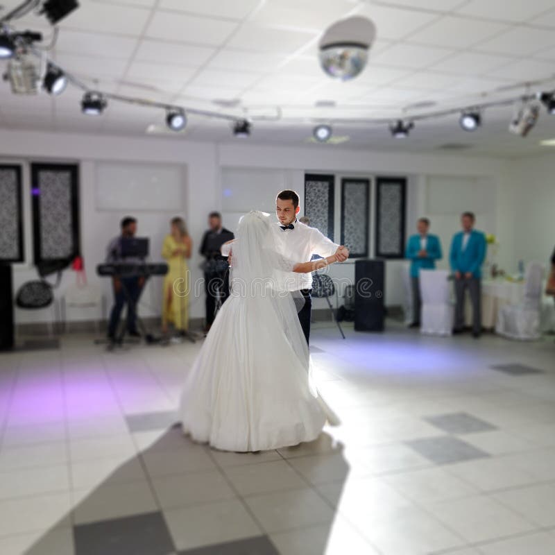 Bride and Groom Dancing on the Wedding Stock Image - Image of embracing ...