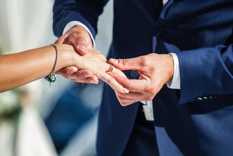 Bride and Groom Exchange Rings at the Wedding Ceremony Stock Image ...