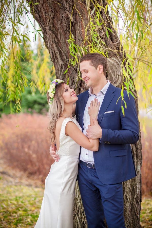 Bride groom garden tree stock photo. Image of couple - 65603612