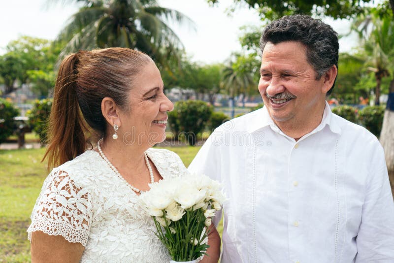 Bride and Groom Getting Married in Garden Stock Image - Image of ...