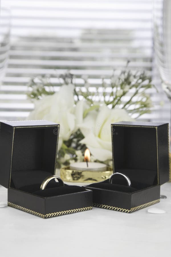 Bride and Groom Gold Wedding Rings Stock Image - Image of portrait ...