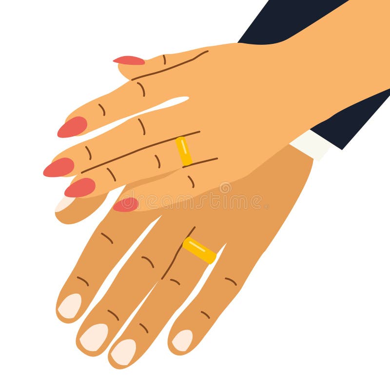 Bride and Groom Hands with Wedding Rings Stock Vector - Illustration of ...
