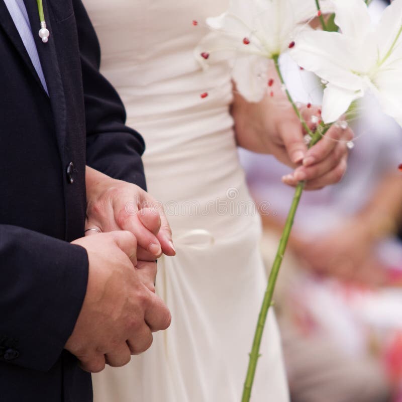 Bride and Groom Holding Their Hands Stock Photo - Image of groom, close ...