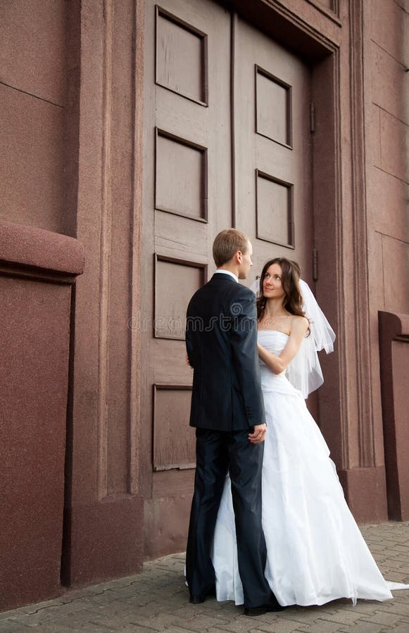 Bride and Groom Looking at Each Other Stock Image - Image of bride ...
