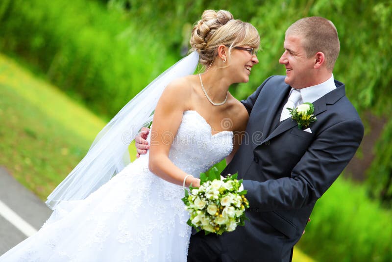 Bride and Groom Looking Each Other Stock Photo - Image of groom ...