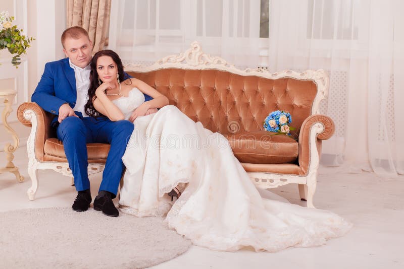 Bride and Groom Looking Fondly of Each Other Indoor Stock Image - Image ...