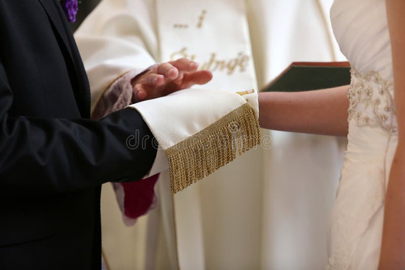 Bride and Groom during the Marriage Oath Stock Photo - Image of pray ...