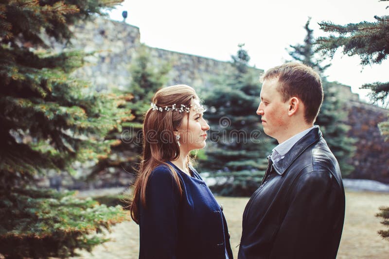 The Bride and Groom Next To the Tree Stock Photo - Image of couple ...