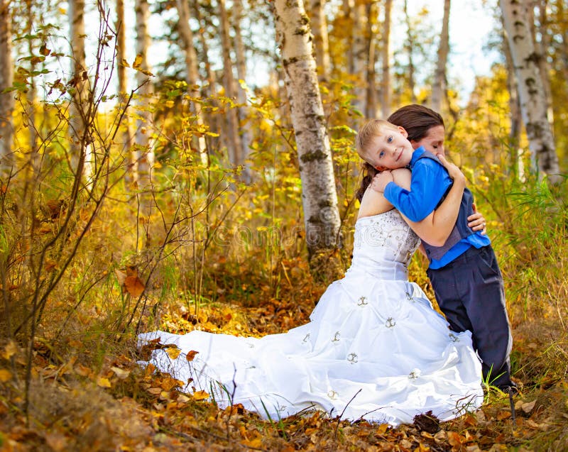 Bride and Groom in Outdoors during Fall Stock Photo - Image of wedding ...