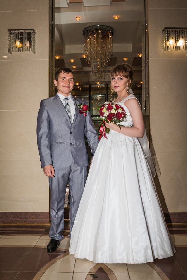 Bride and Groom in the Room for Wedding Registration Stock Image ...