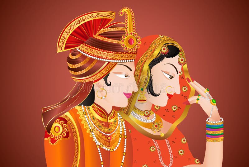 Royal Indian Bride and Groom Stock Vector - Illustration of bride ...