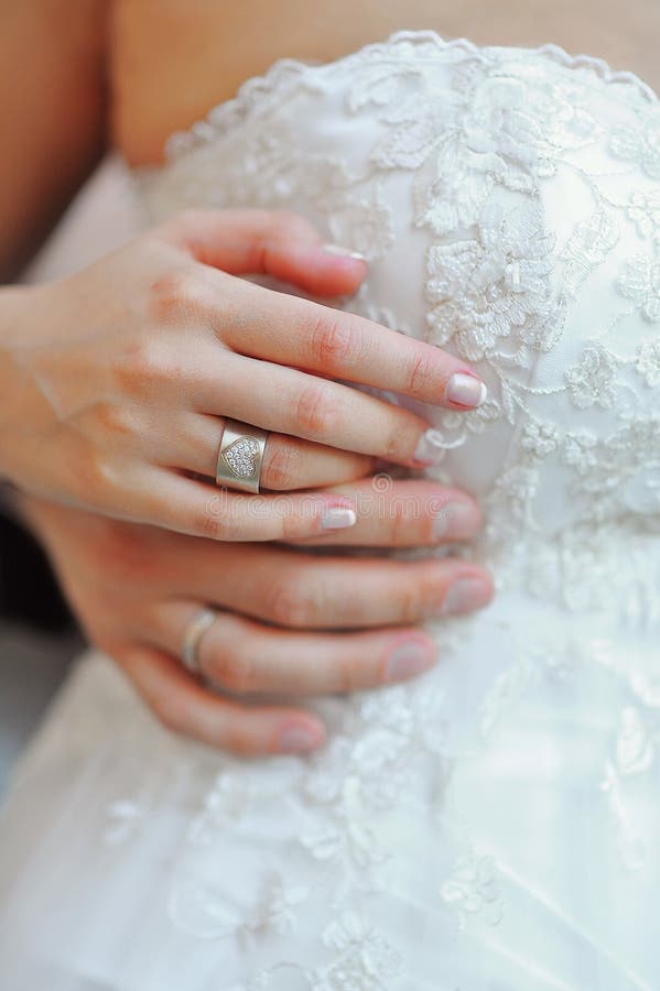 Bride and Groom S Hands with Wedding Rings Stock Image - Image of ...