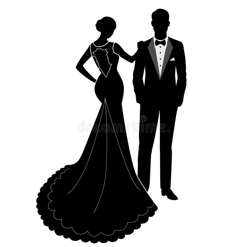 The Bride and Groom Silhouette. Stock Vector - Illustration of bride ...